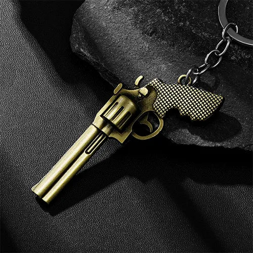 Revolver Gun Pistol Shaped Metal Keychain - Wolfha