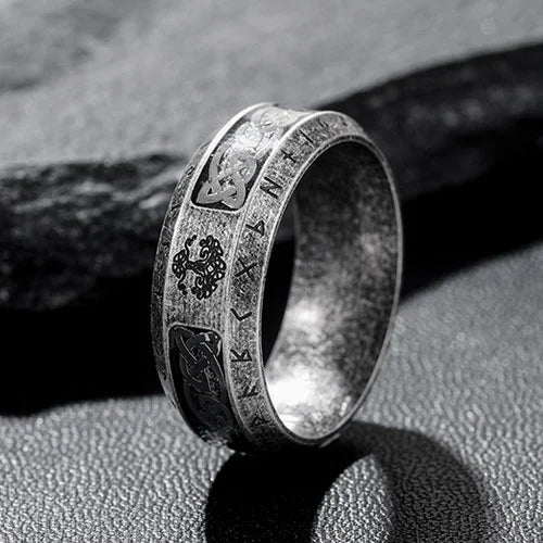Tree of Life with Rune Stainless Steel Viking Ring-WOLFHA