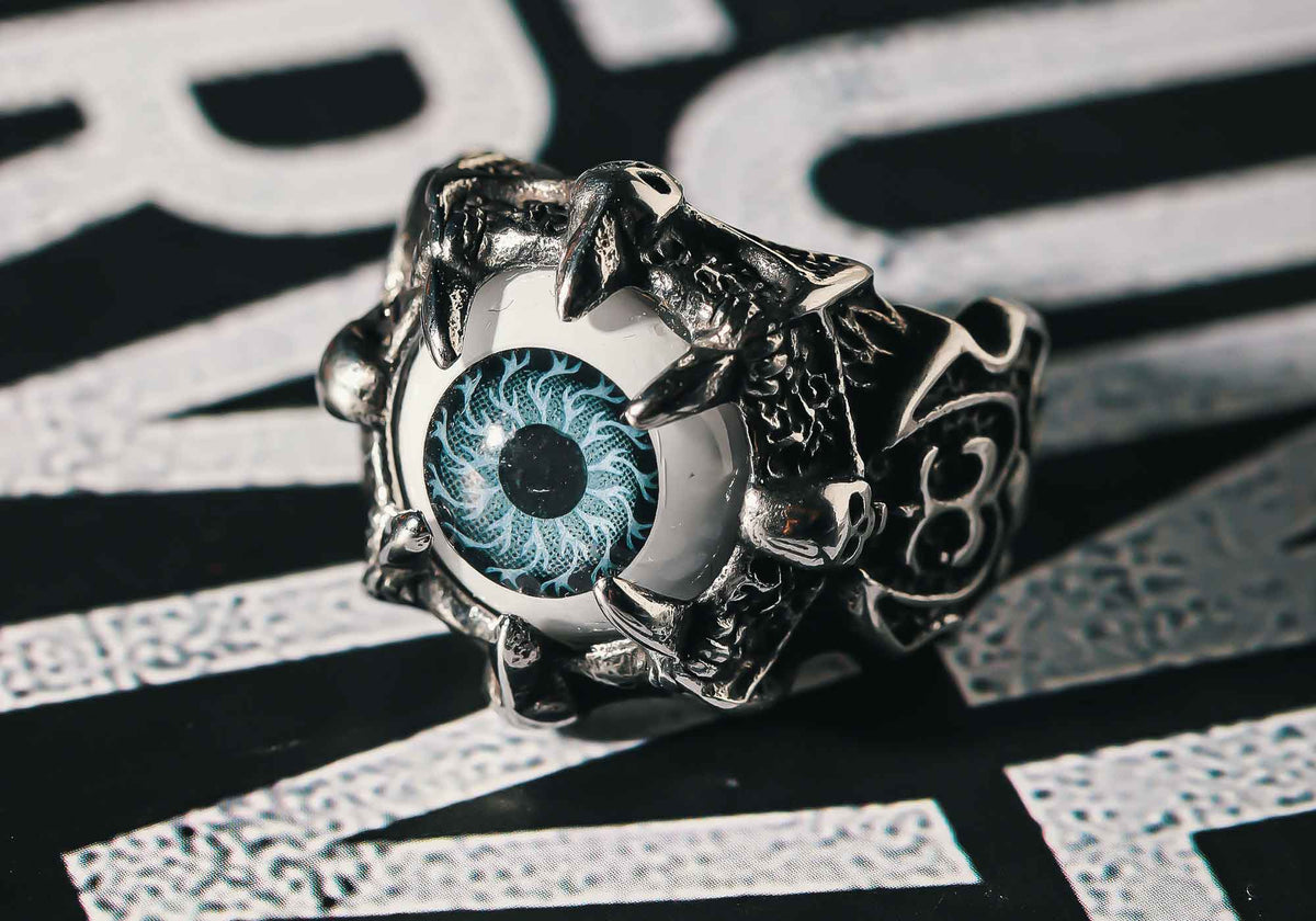 Greek Evil Eye Gothic Stainless Steel Ring - Wolfha