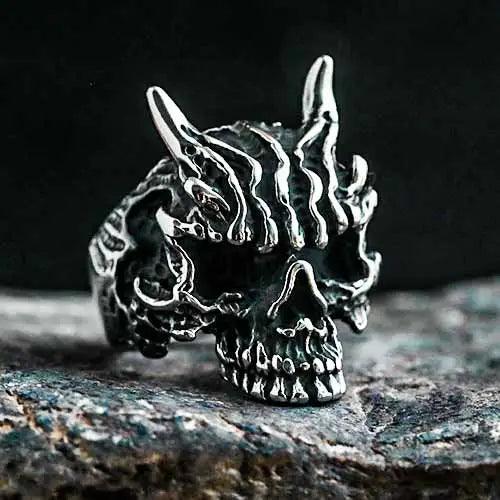 Gothic Stainless Steel Ghost Skull Ring-WOLFHA